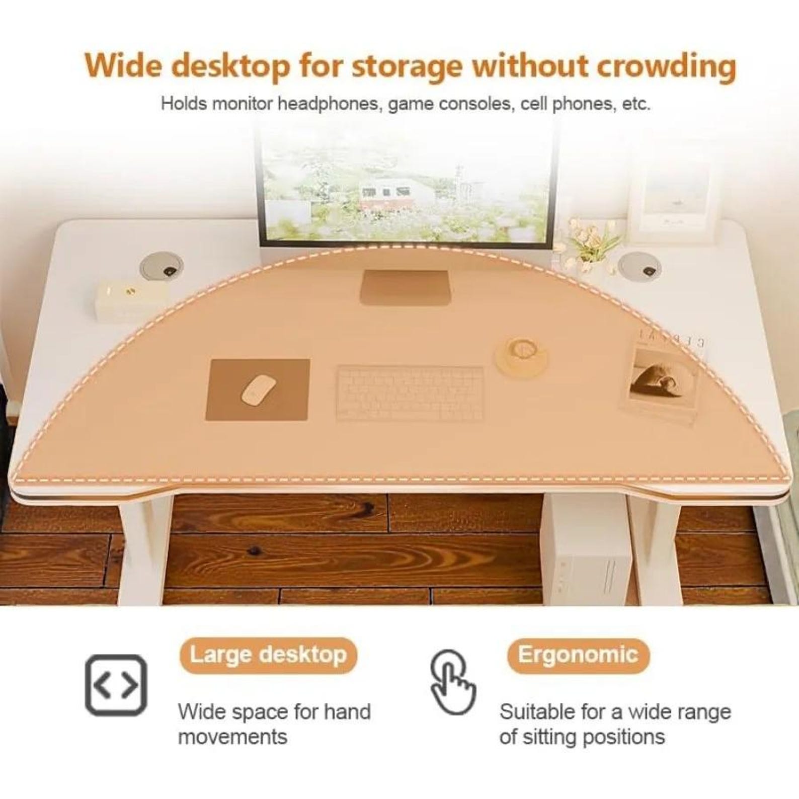Gaming Desk With T-shaped Metal Frame, Computer Writing Table for Home ...