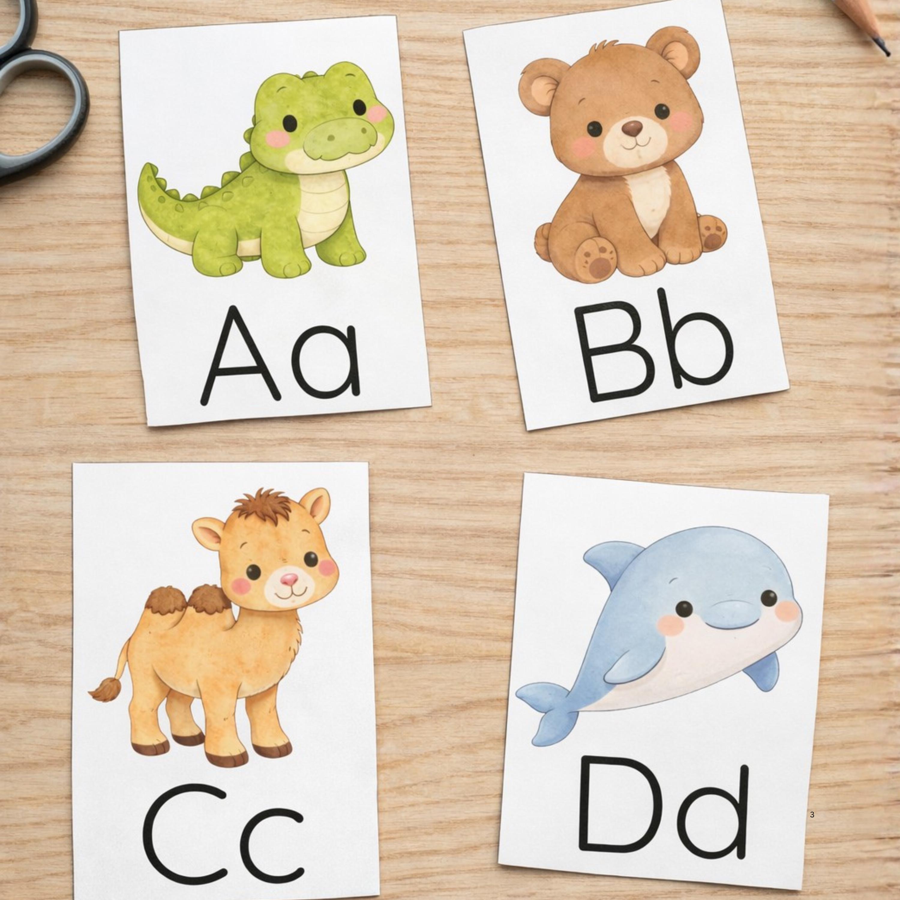 Animal Alphabet Flashcards Printable | A–Z Preschool Letter Cards ...