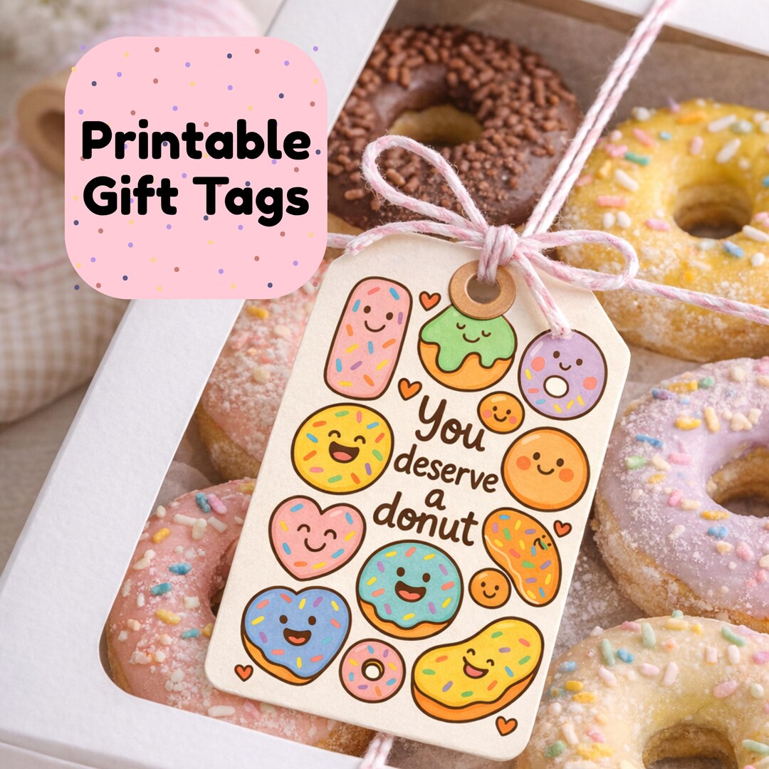Donut Printable Gift Tags & Wall Art | Cute Donut Gift Tag, Donut Wall ...