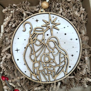 Nativity Ornament, Wooden Two-layered Christmas Decoration - Etsy
