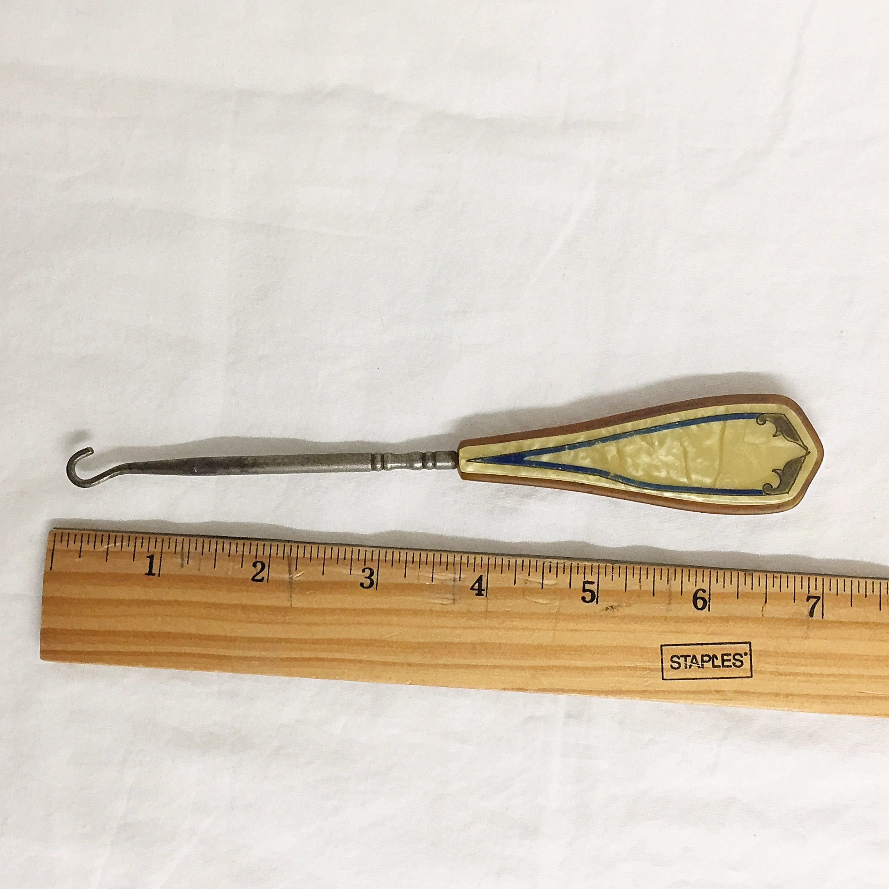 1900's Art Deco Antique Button Hook Shoe Hook Celluloid Enamel Detailed ...
