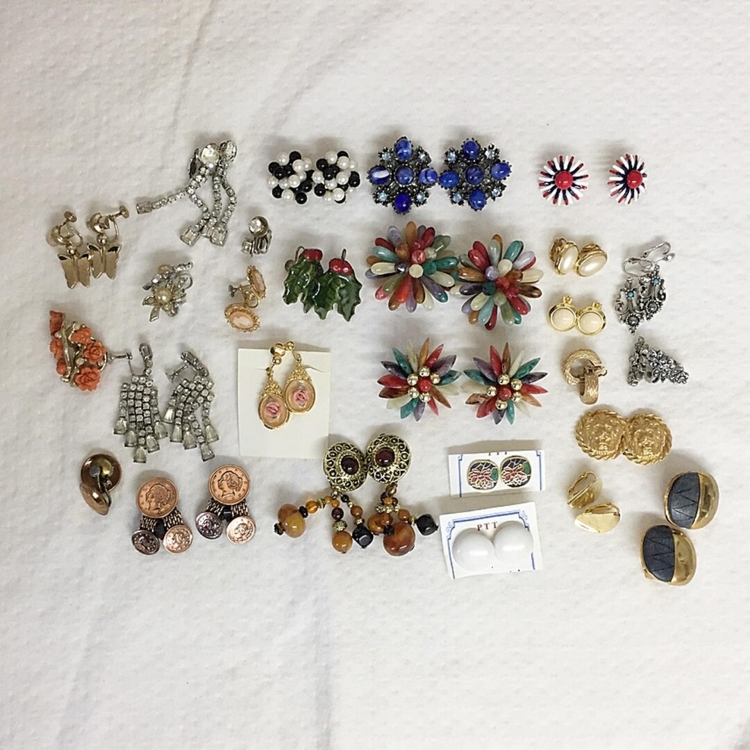 Group of 27 Earrings Assorted Styles Colorful Earrings Clip on Screw ...
