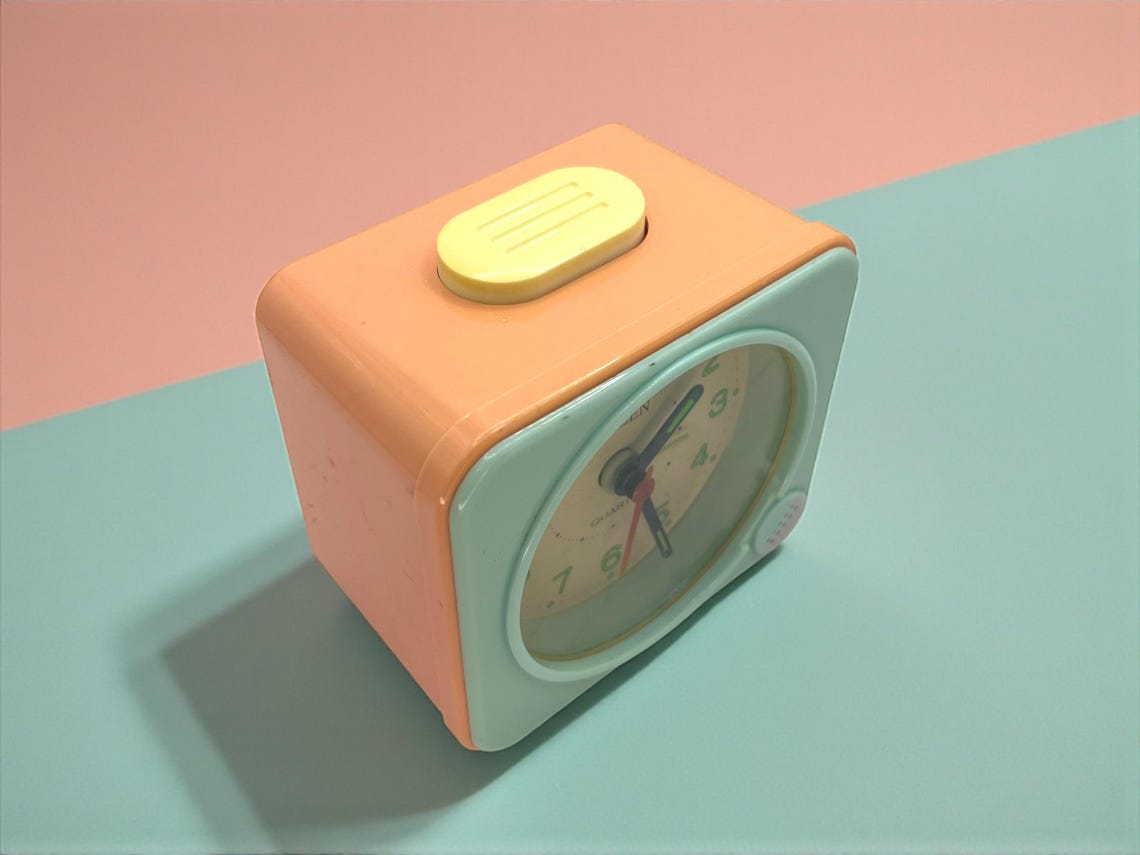 Vintage Citizen Alarm Clock 1970s | Turquoise & Pink Retro Quartz Desk ...