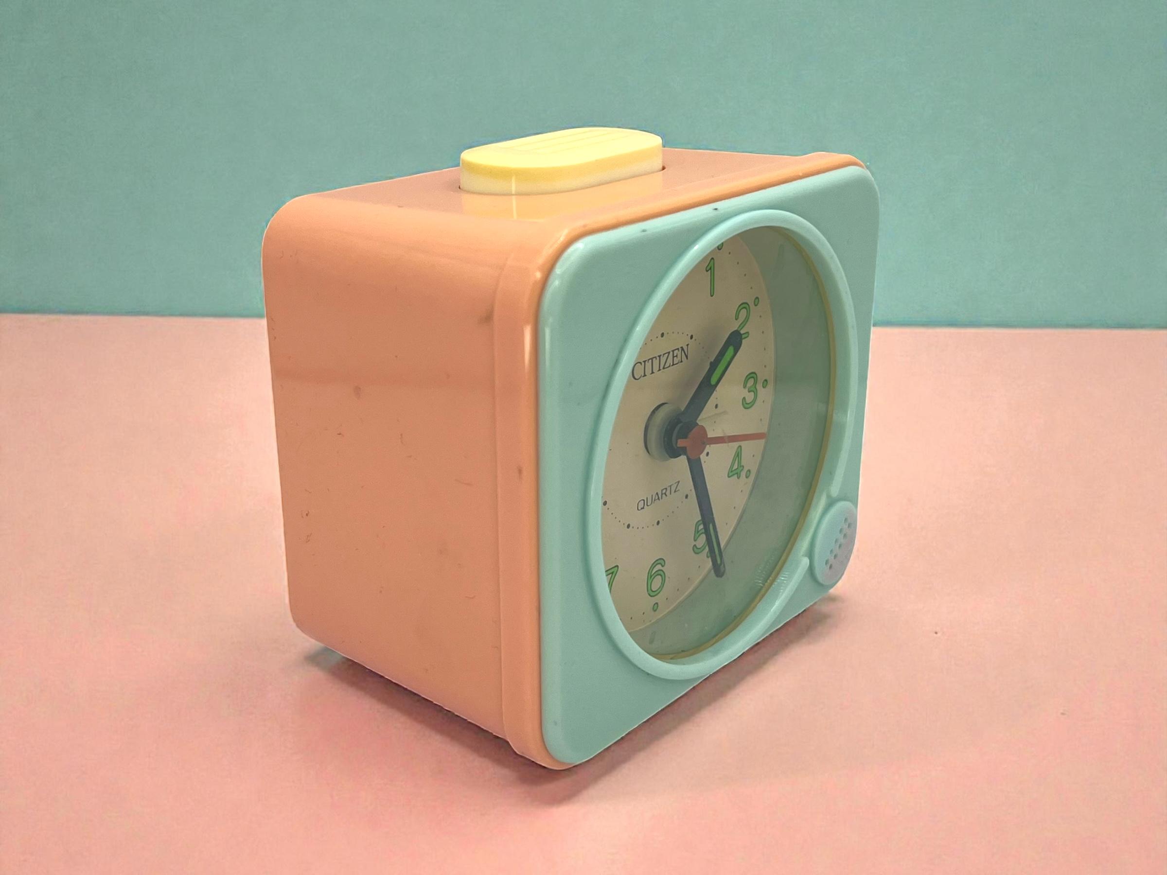 Vintage Citizen Alarm Clock 1970s | Turquoise & Pink Retro Quartz Desk ...