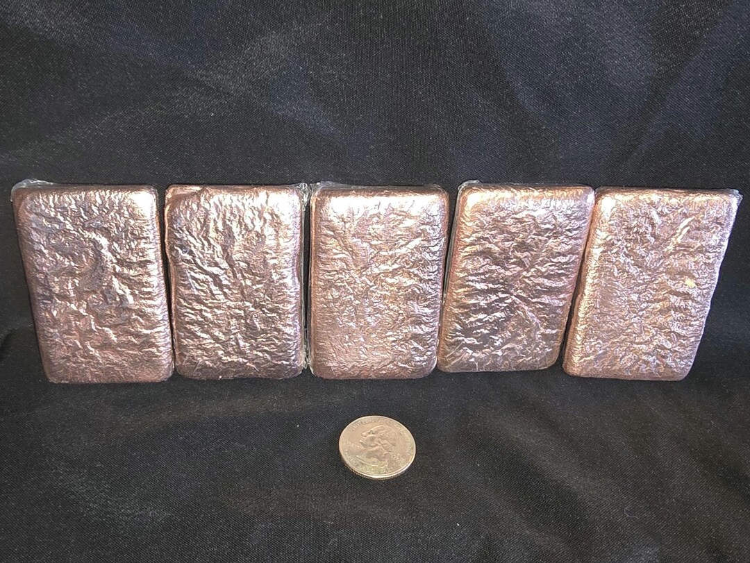 5 X 10 Oz (50 Oz Total) Hand-poured .999 Copper Bars (set of Five 10oz ...