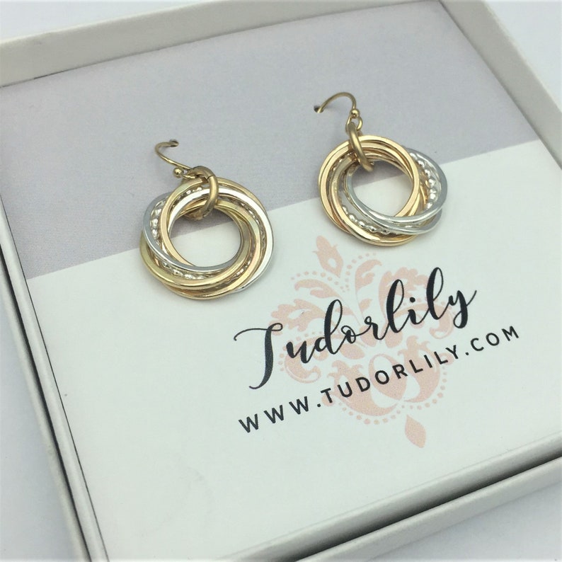 60th Birthday 6 Rings Mixed Rings Earrings Silver and Gold | Etsy