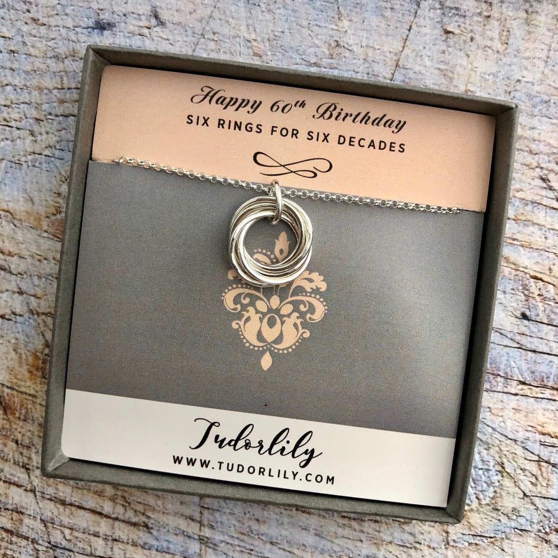 Petite 6 Rings Necklace Silver Rings Interlocking Rings | Etsy