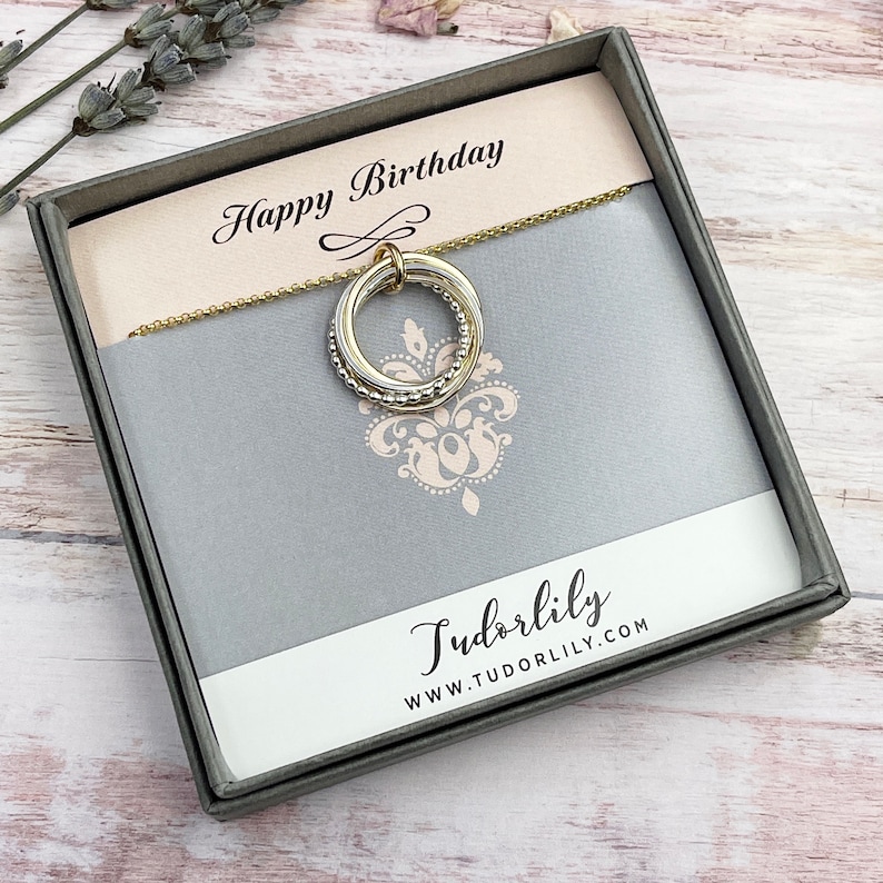 8 Rings Necklace Interlocking Rings 80th Birthday Necklace | Etsy