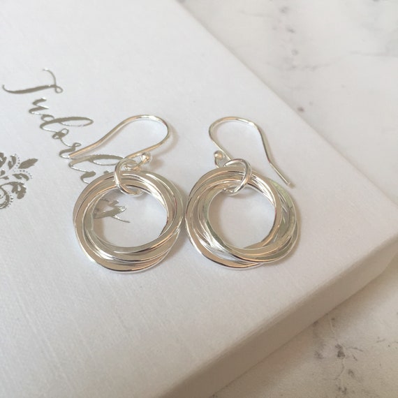 4 Interlocking Rings Silver Earrings 40th Birthday 4 Rings | Etsy