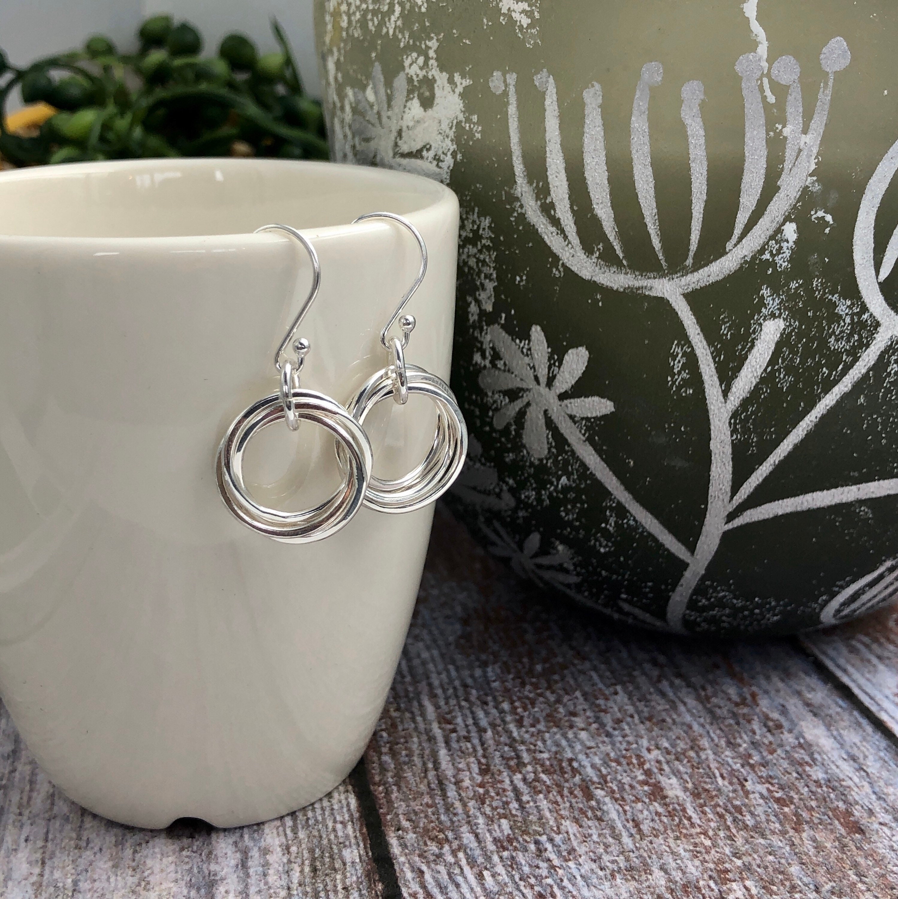 4 Interlocking Rings Silver Earrings 40th Birthday 4 Rings | Etsy