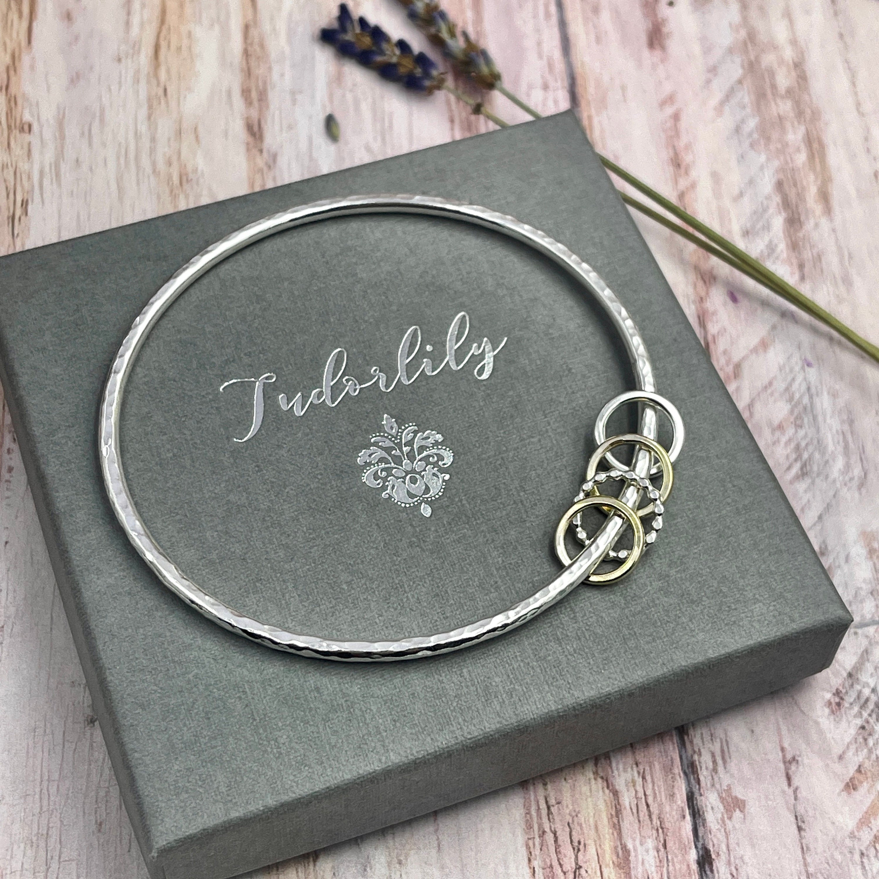 40th Birthday Bangle, Sterling Bangle, Mixed Metals, 40th Gift for ...