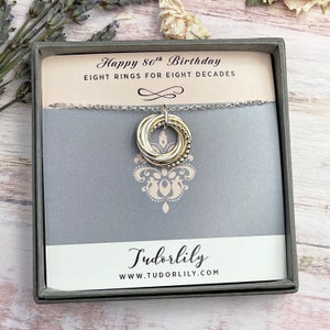 80th Birthday Gift for Grandma Interlocking Rings Necklace - Etsy