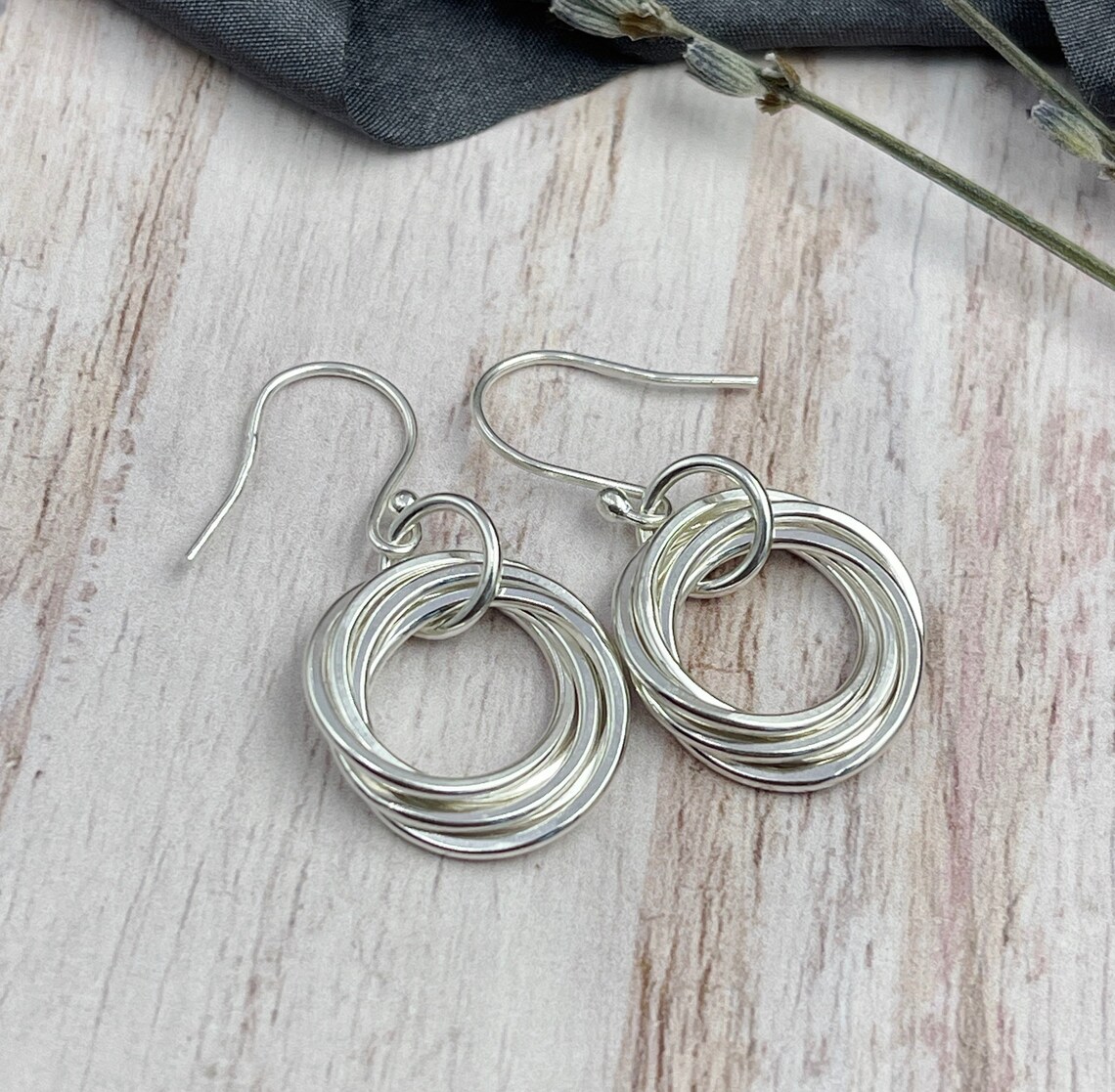 5 Interlocking Rings Silver Earrings 50th Birthday 5 Rings - Etsy