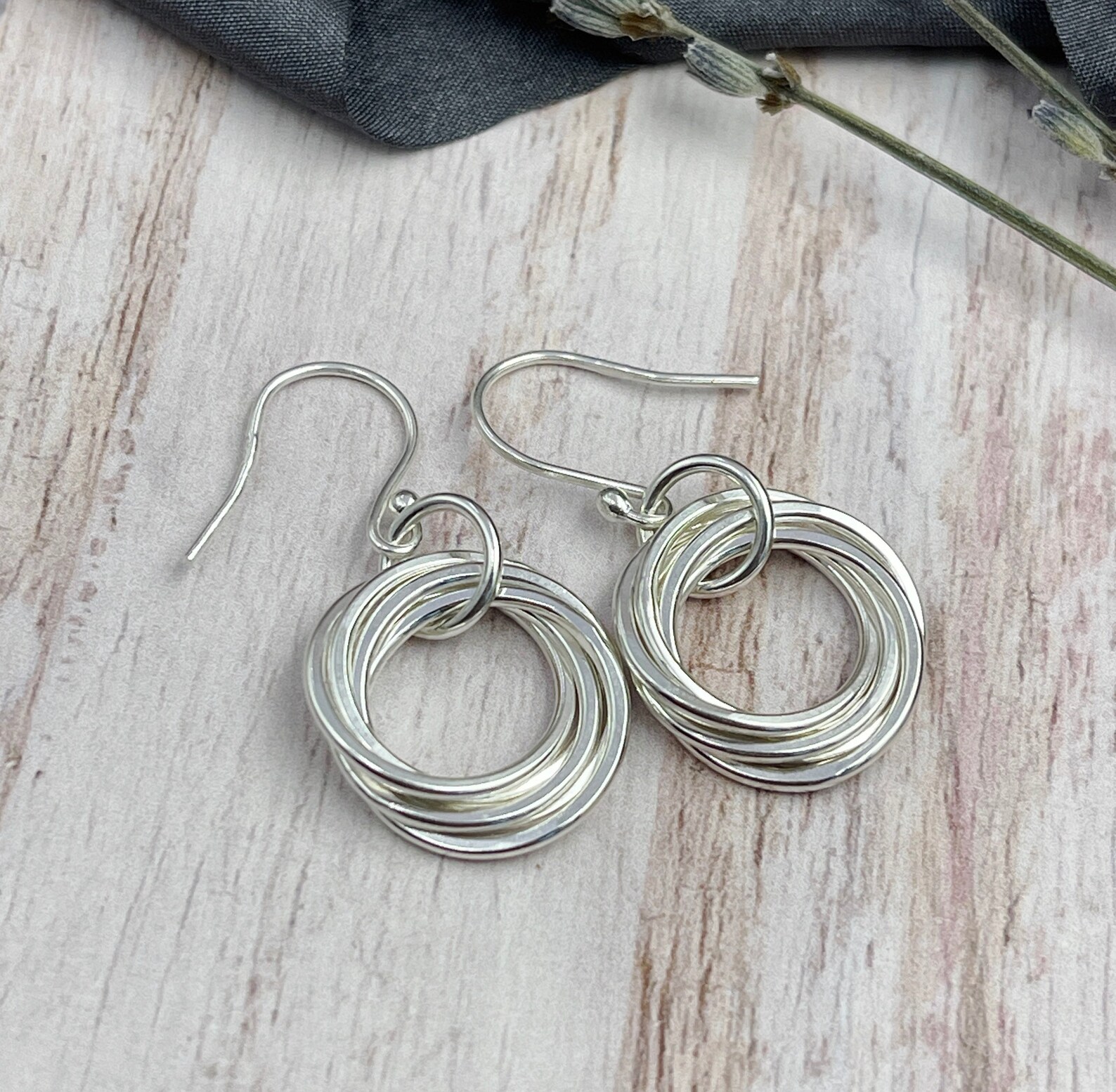 5 Interlocking Rings Silver Earrings 50th Birthday 5 Rings - Etsy