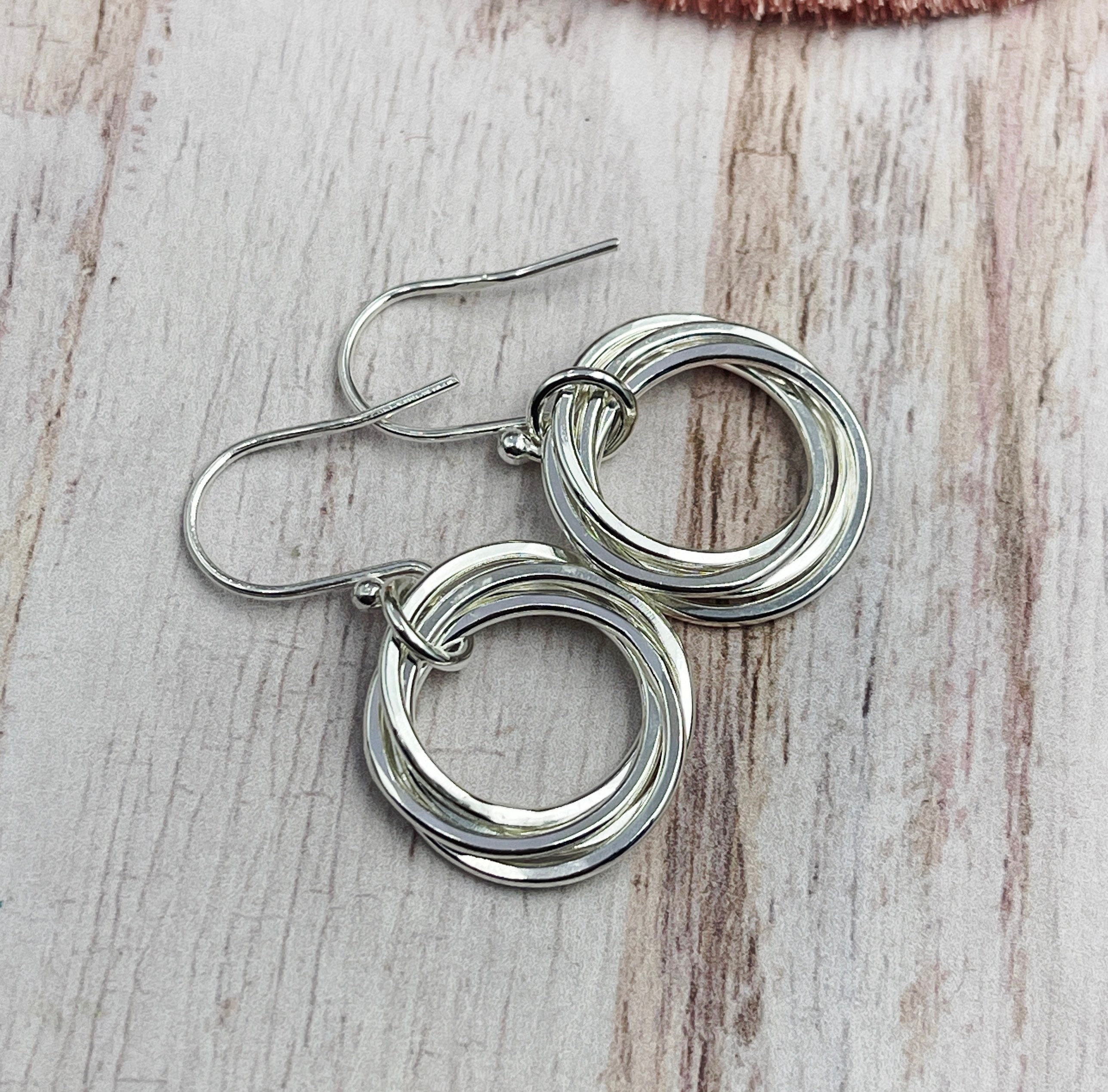 4 Interlocking Rings Silver Earrings 40th Birthday 4 Rings - Etsy UK