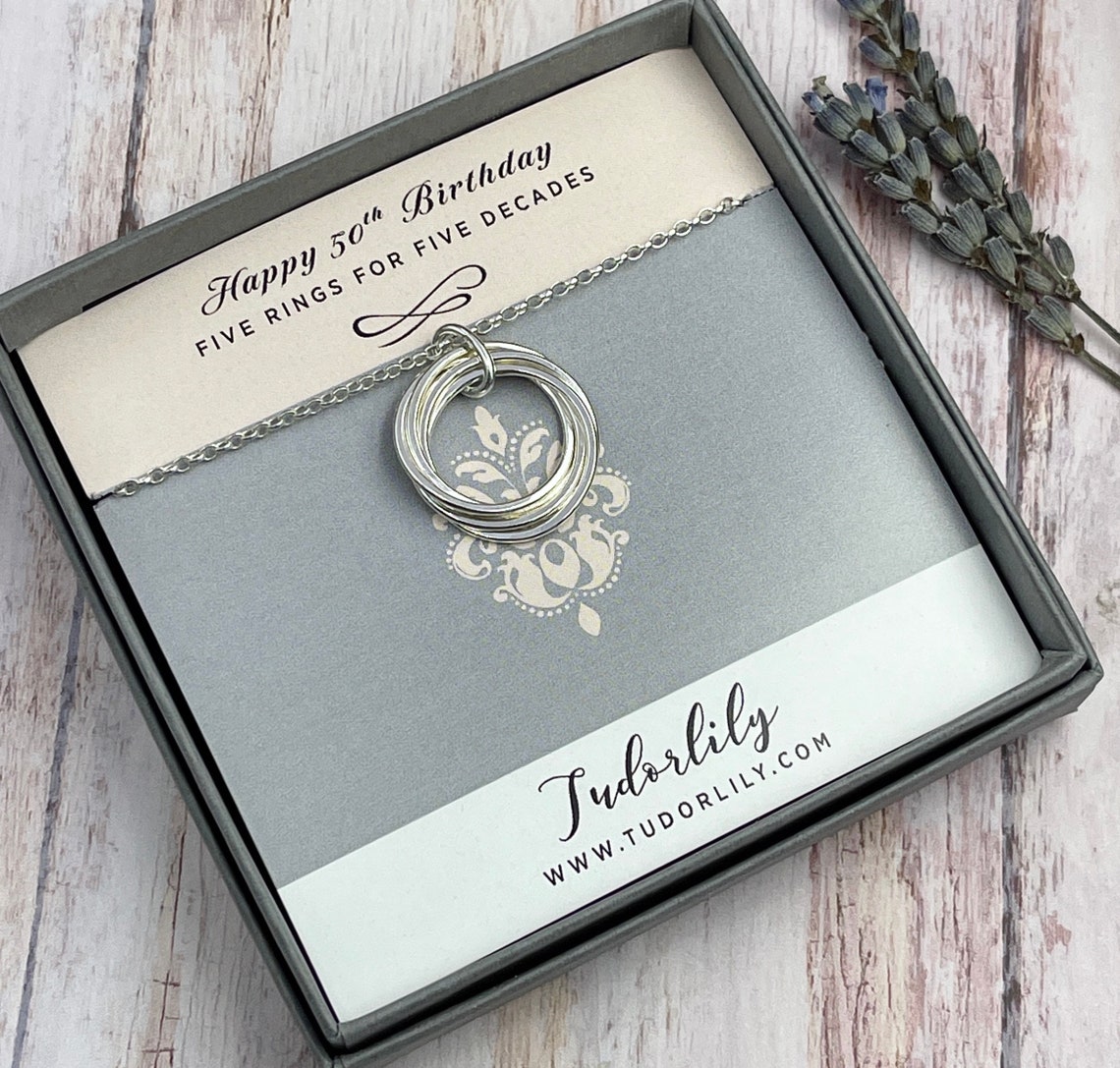 5 Interlocking Rings Silver Earrings 50th Birthday 5 Rings - Etsy