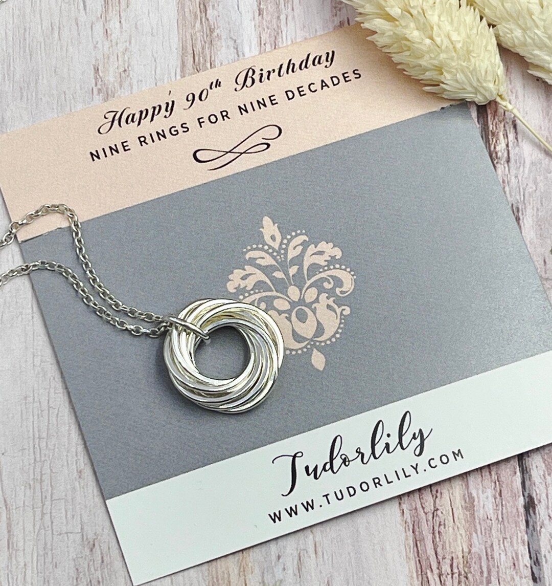 Petite 9 Rings Necklace, Silver Rings, Interlocking Rings, 90th ...