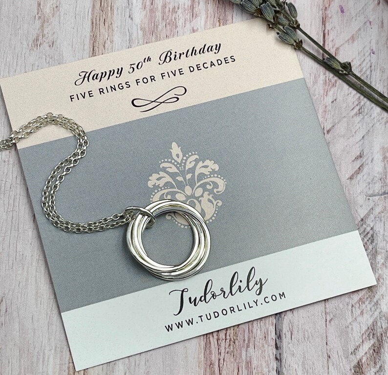 5 Rings Necklace Interlocking Rings 50th Birthday Necklace - Etsy