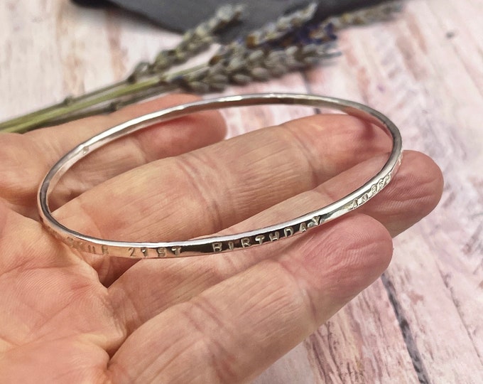 21st BIRTHDAY Personalised Bangle Custom Names Bangle - Etsy