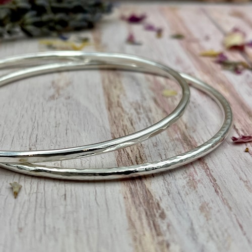 Simple Sterling Silver Bangle Bracelet - Etsy