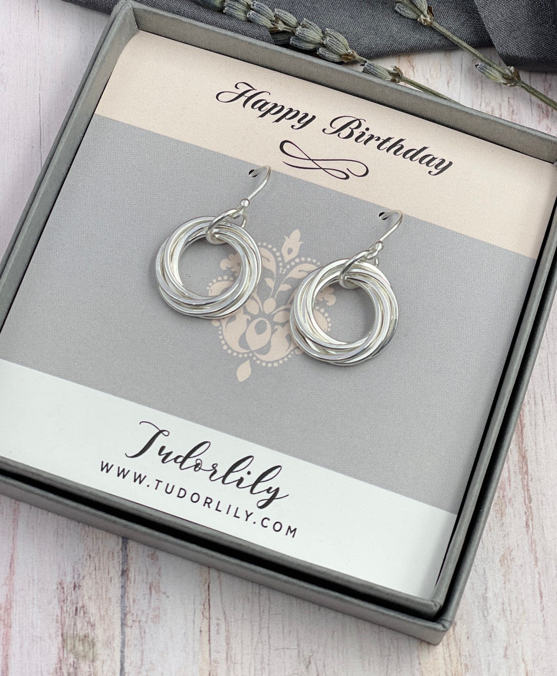 5 Interlocking Rings, Silver Earrings, 50th Birthday, 5 Rings, Circle ...