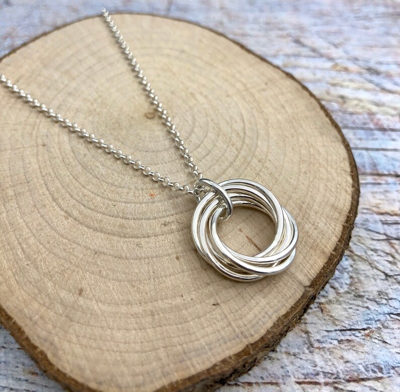 Petite 6 Rings Necklace Silver Rings Interlocking Rings | Etsy
