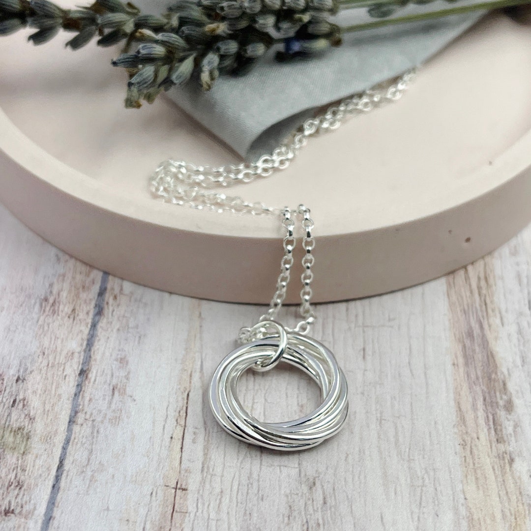 Petite 5 Rings Necklace, Interlocking Rings, 50th Birthday Necklace ...