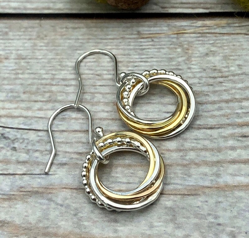 60th Birthday 6 Rings Mixed Rings Earrings Silver and Gold | Etsy