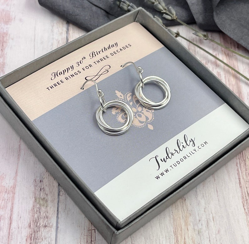 3 Rings Necklace, Interlocking Rings, 30th Birthday Necklace ...