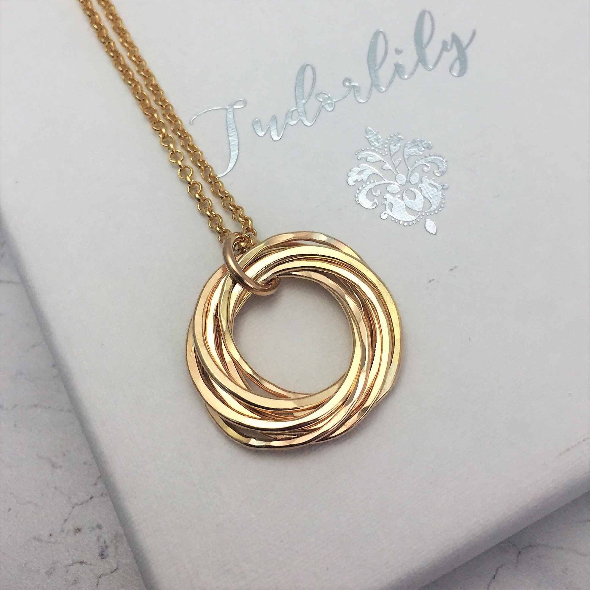 8 Rings Gold Necklace Interlocking Rings 80th Birthday | Etsy