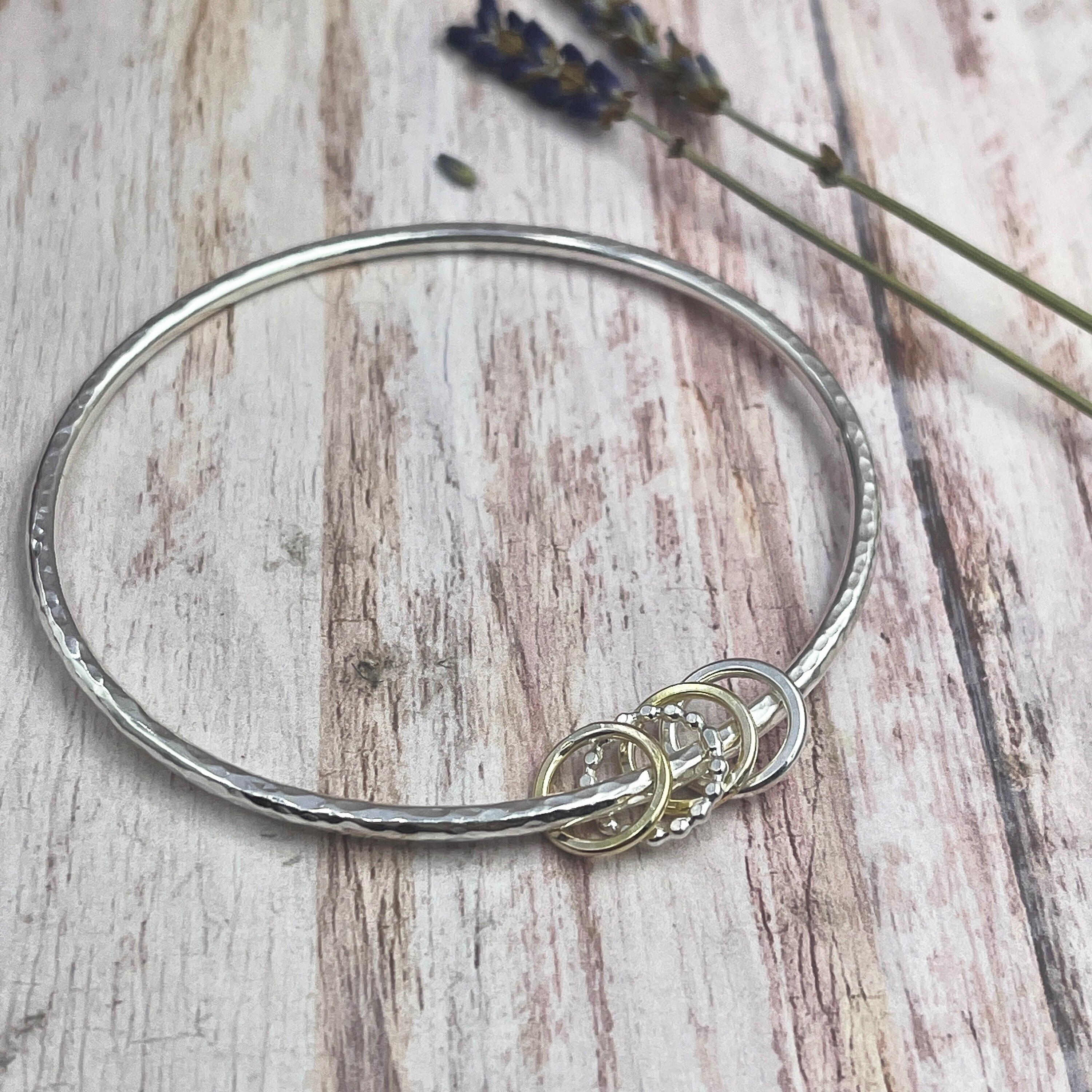 40th Birthday Bangle, Sterling Bangle, Mixed Metals, 40th Gift for ...