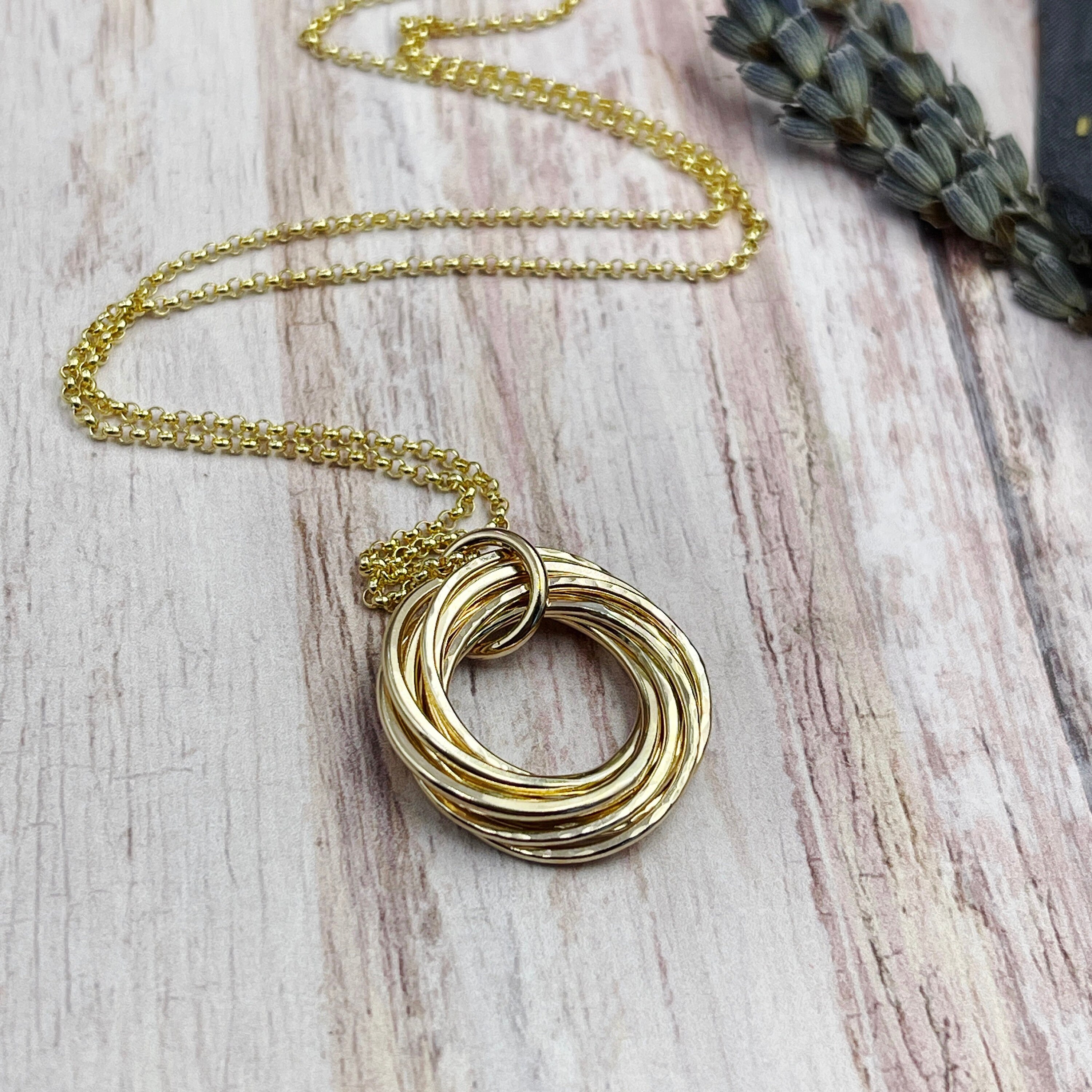 9 Rings Gold Necklace Interlocking Rings 90th Birthday - Etsy UK