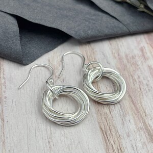 6 Interlocking Rings, Silver Earrings, 60th Birthday, 6 Rings, Circle ...