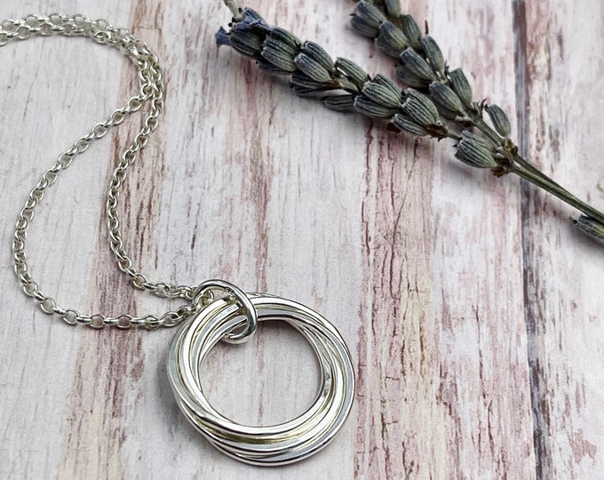 5 Rings Necklace, Interlocking Rings, 50th Birthday Necklace ...