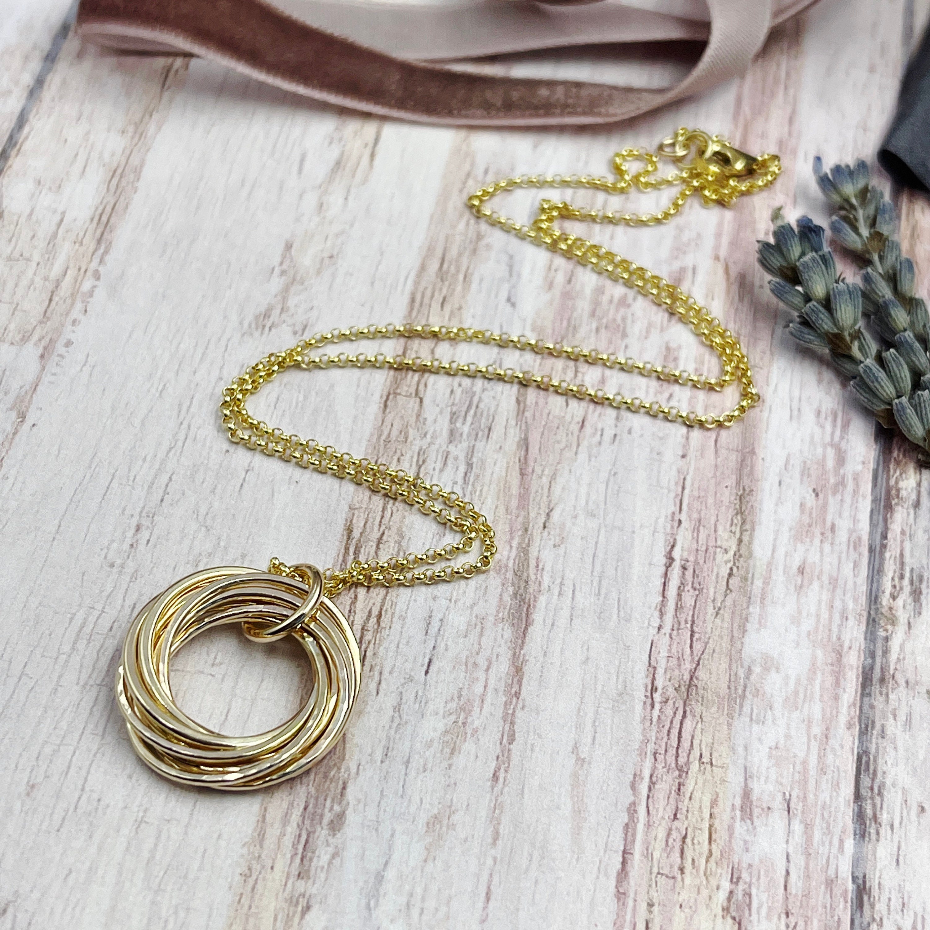 9 Rings Gold Necklace Interlocking Rings 90th Birthday - Etsy UK