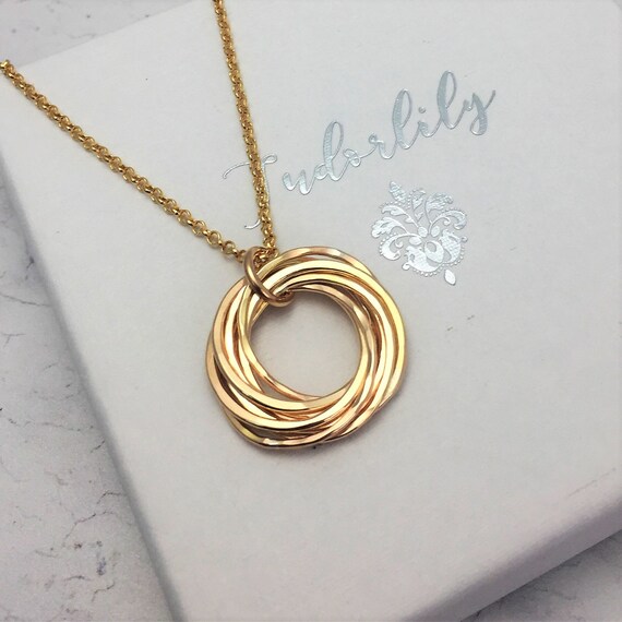 9 Rings Gold Necklace Interlocking Rings 90th Birthday | Etsy