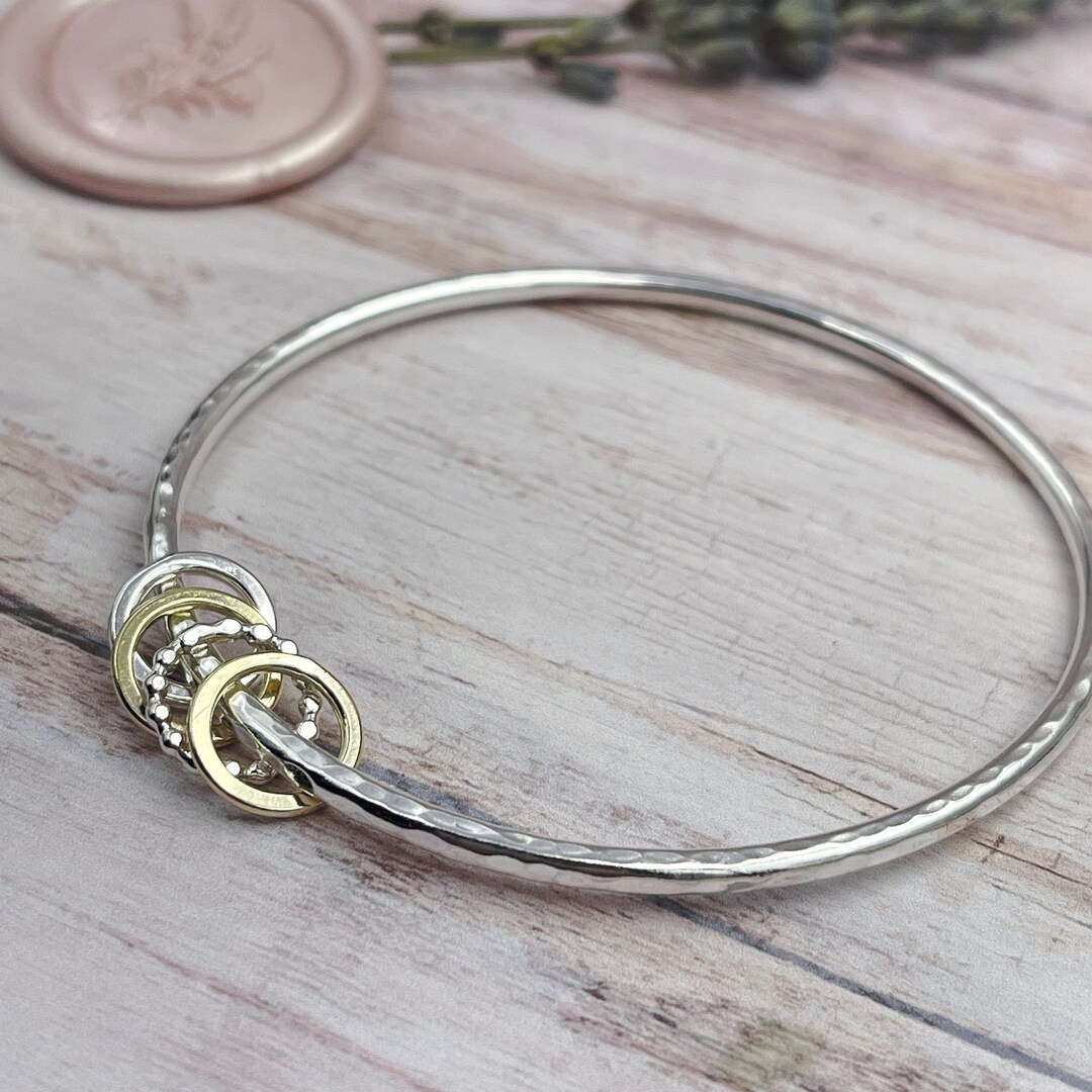 40th Birthday Bangle, Sterling Bangle, Mixed Metals, 40th Gift for ...