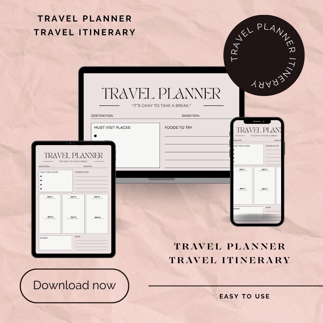 Travel Planner Printable | Holiday Budget Tracker | Vacation Itinerary ...