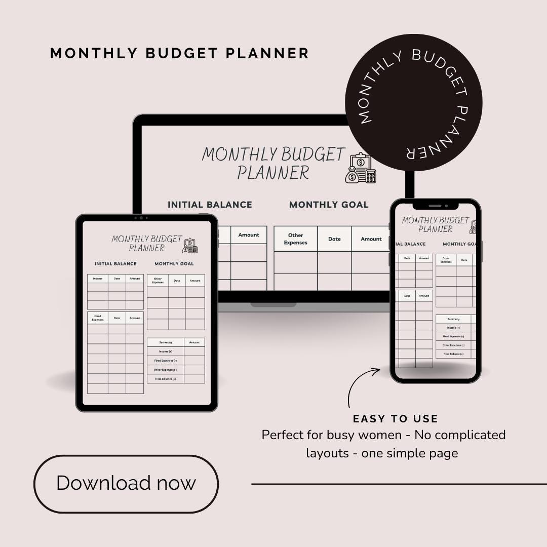 Monthly Budget Planner Printable | Income Expense Overview | Modern ...