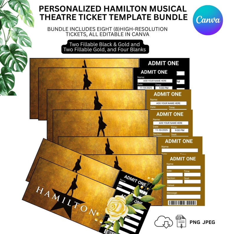 Editable Hamilton Ticket Template, Broadway Souvenir (digital Download ...