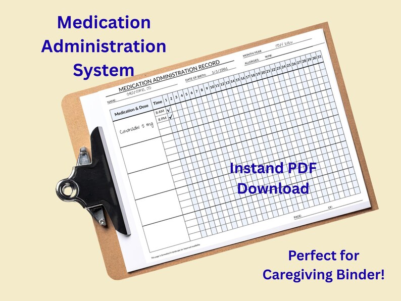 Medication Administration Record | Daily Log for Caregivers (PDF ...
