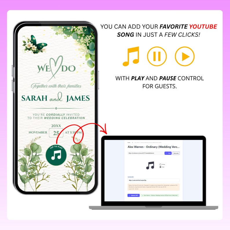 Sage Green Digital Wedding Invitation Website With Trackable RSVP ...