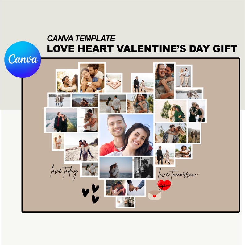 Custom Love Photo Collage Template, Unique Anniversary and Birthday ...