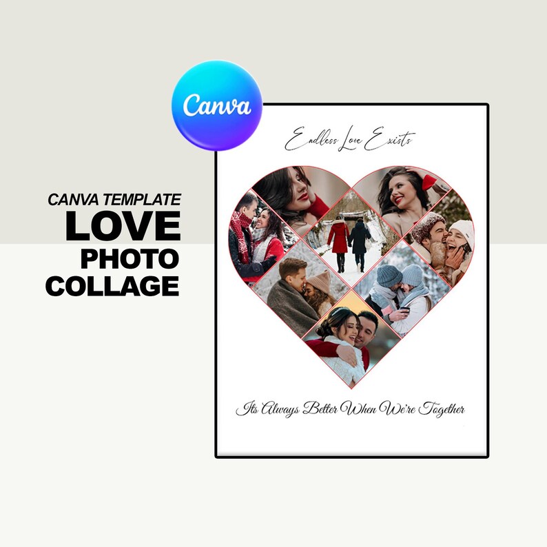Love Photo Collage Template, Personalized Anniversary & Birthday Gift ...