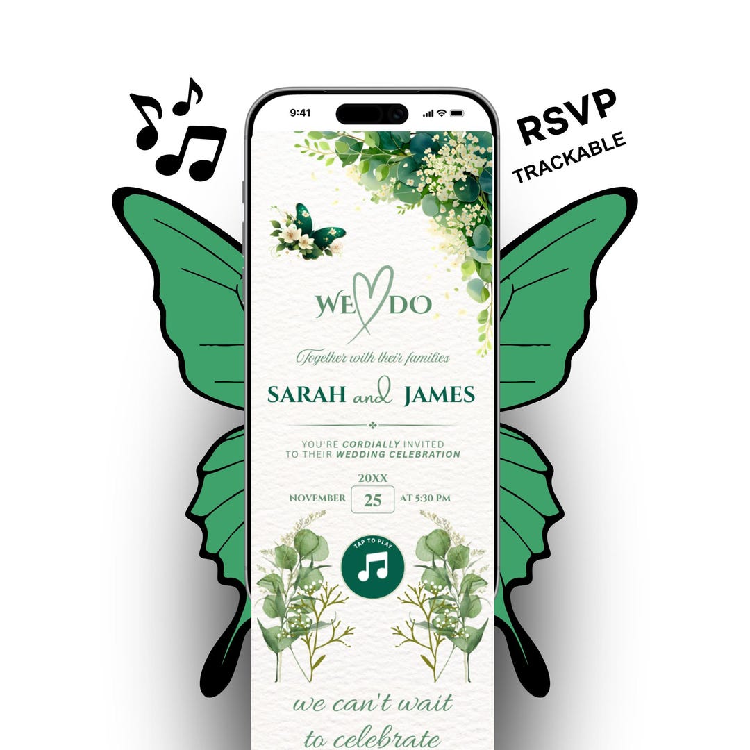 Sage Green Digital Wedding Invitation Website With Trackable RSVP ...