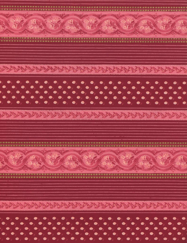 Burgundy French Country Wallpaper | Vintage Floral Stripe | Peel and ...