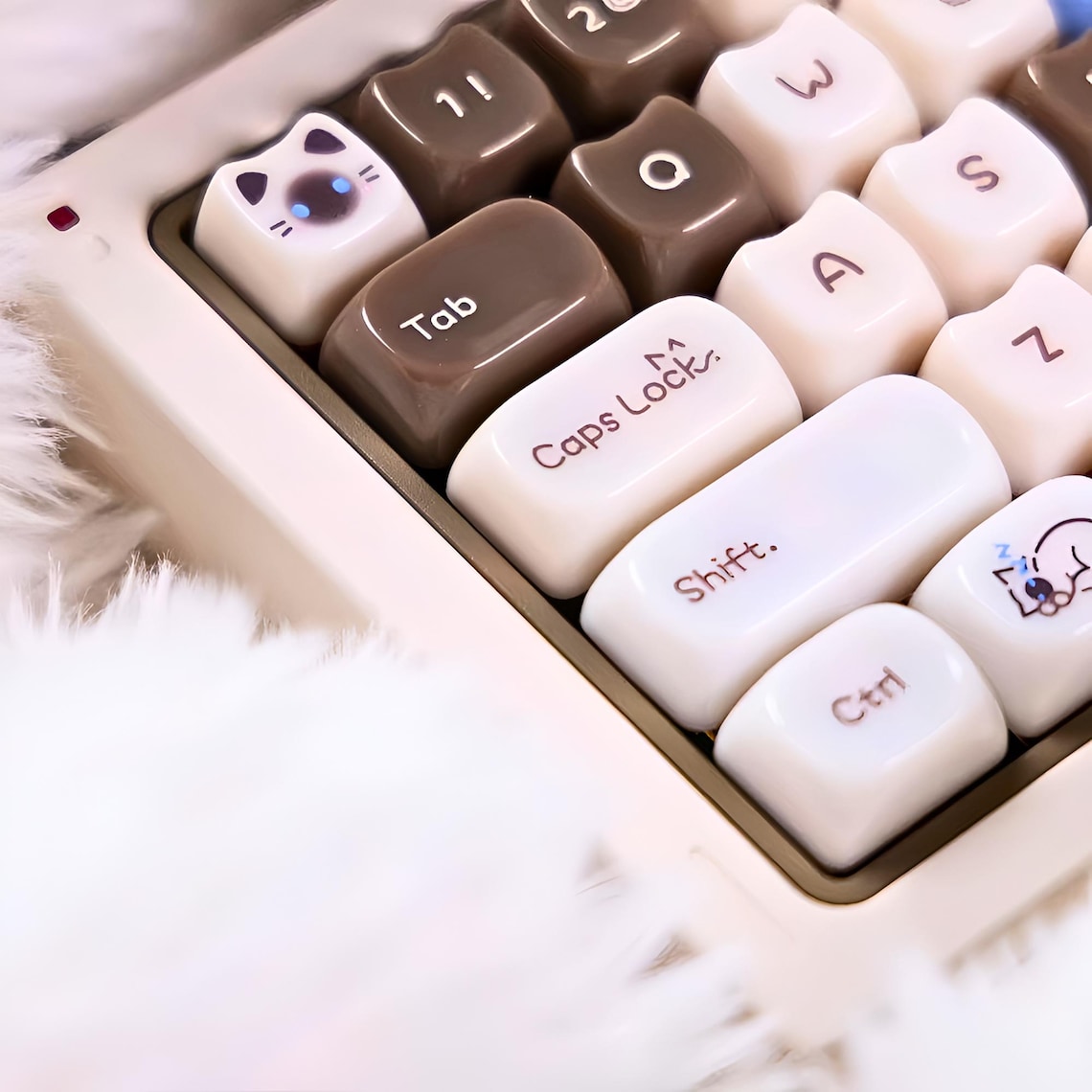 Cute Cat Custom Keycaps Set for Girls - Artisan Cherry MX Keycap for ...