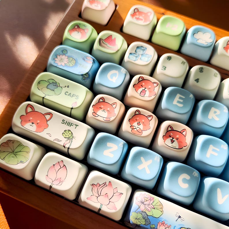 Cute Fox Keycaps Set – Kawaii Foxy Artisan PBT Custom Keycaps for ...
