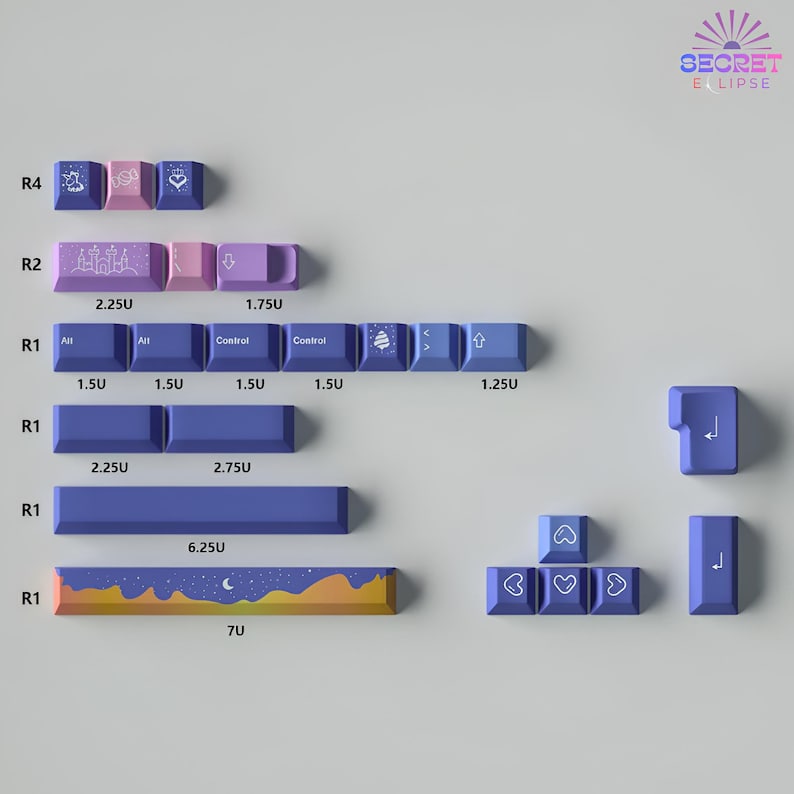 Gradient Sunset Keycaps Set – Cosmic Custom Artisan PBT Keycaps for Mechanical Keyboard Cherry ...