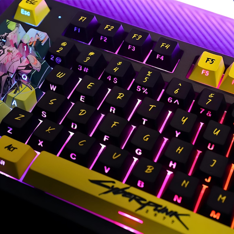 Cyberpunk Edgerunners Keycaps Set – Anime Custom Artisan PBT Keycaps ...